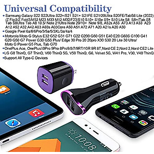 USB C Charger for S22 Ultra S23 Ultra S23 A54 A34 S10 A13 A14 A53 Z Fold4 Z Flip4 A23 S21FE A73, Android Charger Car Fast Type C Charging Block Dual USB C Wall Charger, 2Pack 6FT A to C Charger Cable