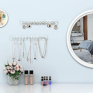 AITEE Necklace Holder, Acrylic Necklace Organizer Wall Mounted with 12 Hooks, for Hanging Necklace, Jewelry, Bangles, Bracelets and Rings, Best Gifts for Girls and Women(2 PACK)