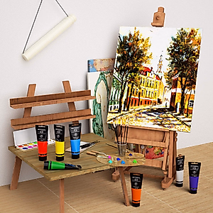 GOTIDEAL Craft Acrylic Paint Set,8 Primary Colors（(120ml,4 oz) Rich Pigments Non-Toxic Washable, Professional Paint for Pouring on Canvas, Rocks, Ceramic, Fabric, Leather, Ideal for Artist, Adults