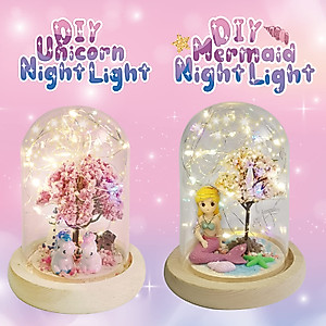 ECOFANO Make Your Own Mermaids Unicorn Night Light Girls Crafts-Unicorn Mermaid Girls Toys, DIY Unicorn Mermaid Gifts for Girls, Kids Arts Crafts Kit Gifts for 5 6 7 8 Years Old Girls
