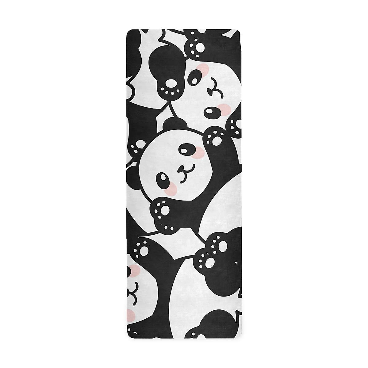 Qilmy Panda Yoga Mat Non-Slip Foldable Sweat Absorbent Travel Yoga Mat with Carrying Bag for Yoga, Pilates, Exercise, Workout, Bikram and Hot Yoga 71 x 26 Inch