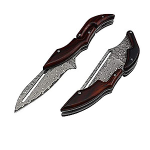 MASALONG Residual Wings KNI191 Damascus folding collection knife (Straight back)