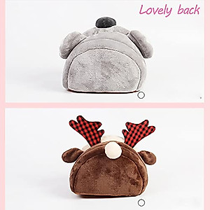 EastVita Guinea Pig Bed Pet Mini Nest Cute Animal Shape Super Soft Warm Shelter House Pet Hideout for Rabbits Hedgehog Bearded Dragon Winter Nest Hamster Cage Brown elk XL