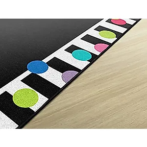 Flagship Carpets Schoolgirl Style Just Teach Bright Polka Dot Border Classroom Area Rug for Indoor Classroom Learning or Kid Bedroom Educational Play Mat, 5'x7'6", Multi