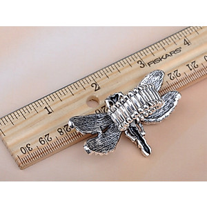 Alilang Gunmetal Tone Shine Clear Rainbow Crystal Rhinestones Dragonfly Ring