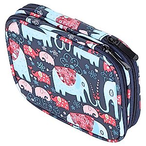 Crochet Bag, Sewing Double Sided Zipper Easy to Carry Crochet Hook Hand Made Oxford Cloth Knitting Organizing Packet Large Yarn Storage for Yarn Stitch Markers(Elephant)
