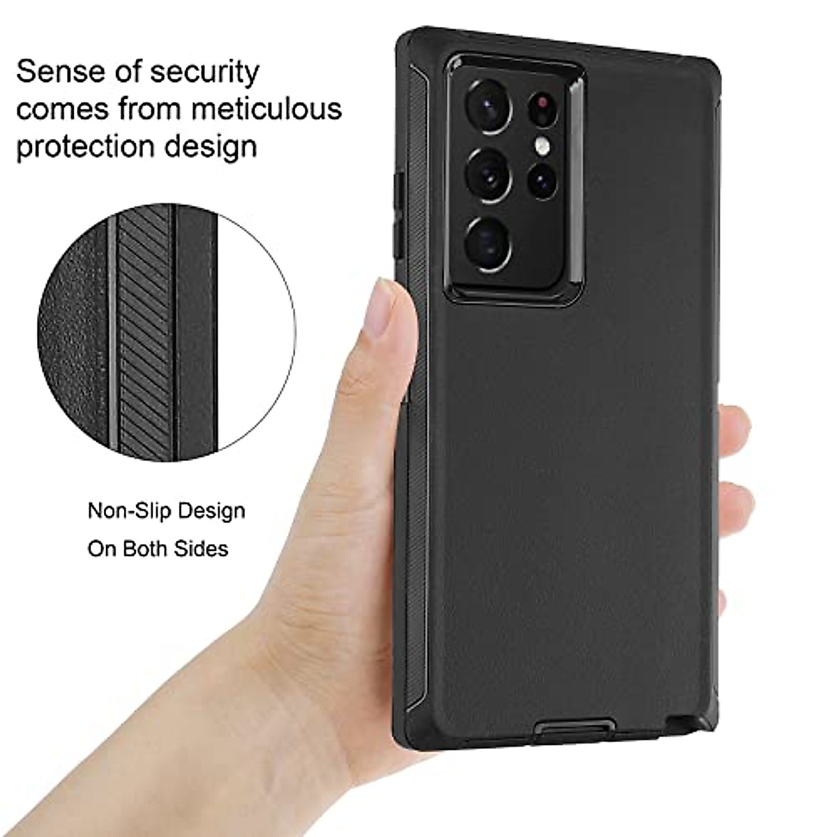 Case for Samsung Galaxy S23 Ultra (2023),3 Layer Heavy Duty Shockproof Anti-Fall Drop Protection Anti-Scratched Rugged Phone Cover for Galaxy S23 Ultra 5G 6.8'' (Black)