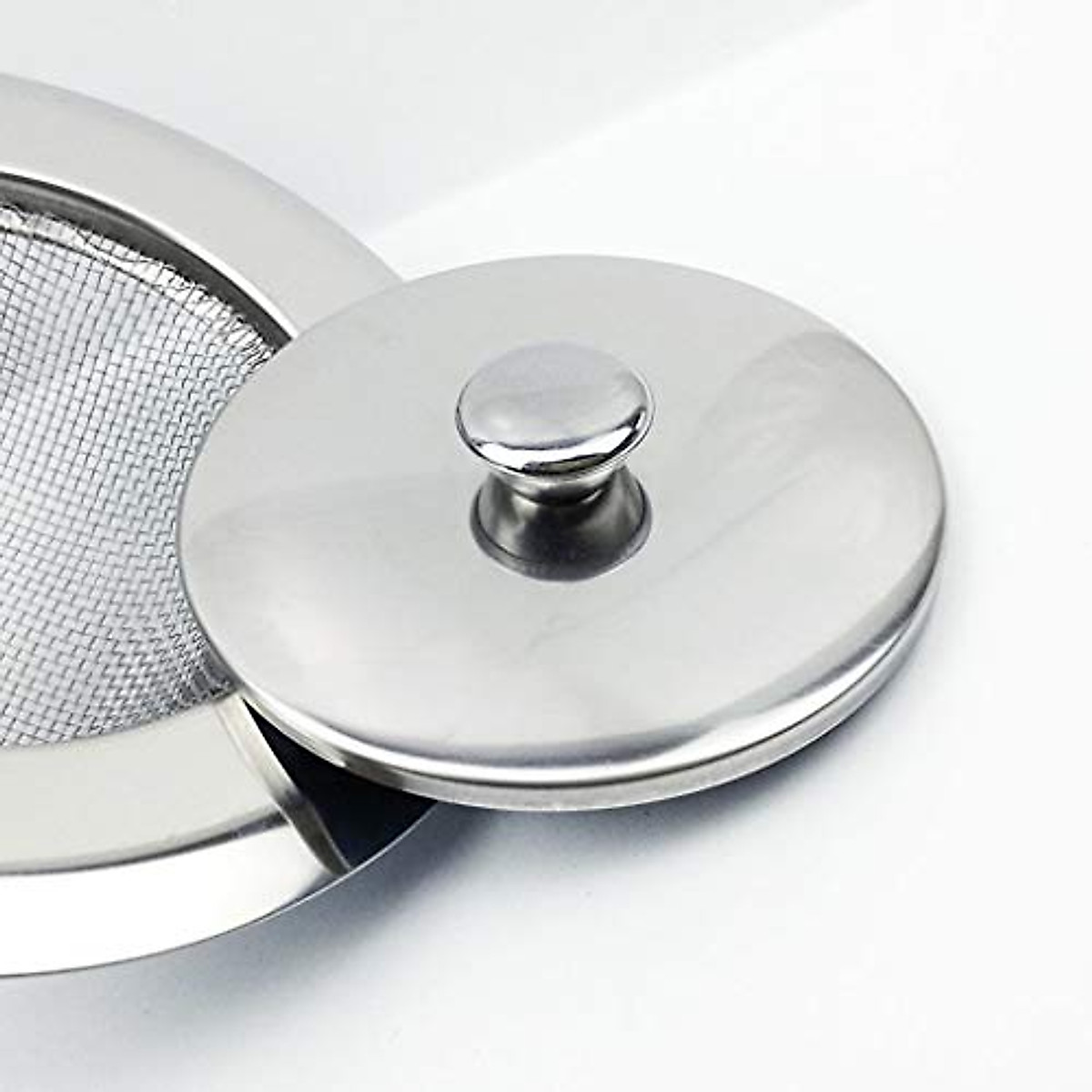 PURPLELILY Kitchen Sink Strainer Drain Hair Catcher Bath Stopper Plug Stainless Steel Sewer Filter With Lid Bathroom Supplies