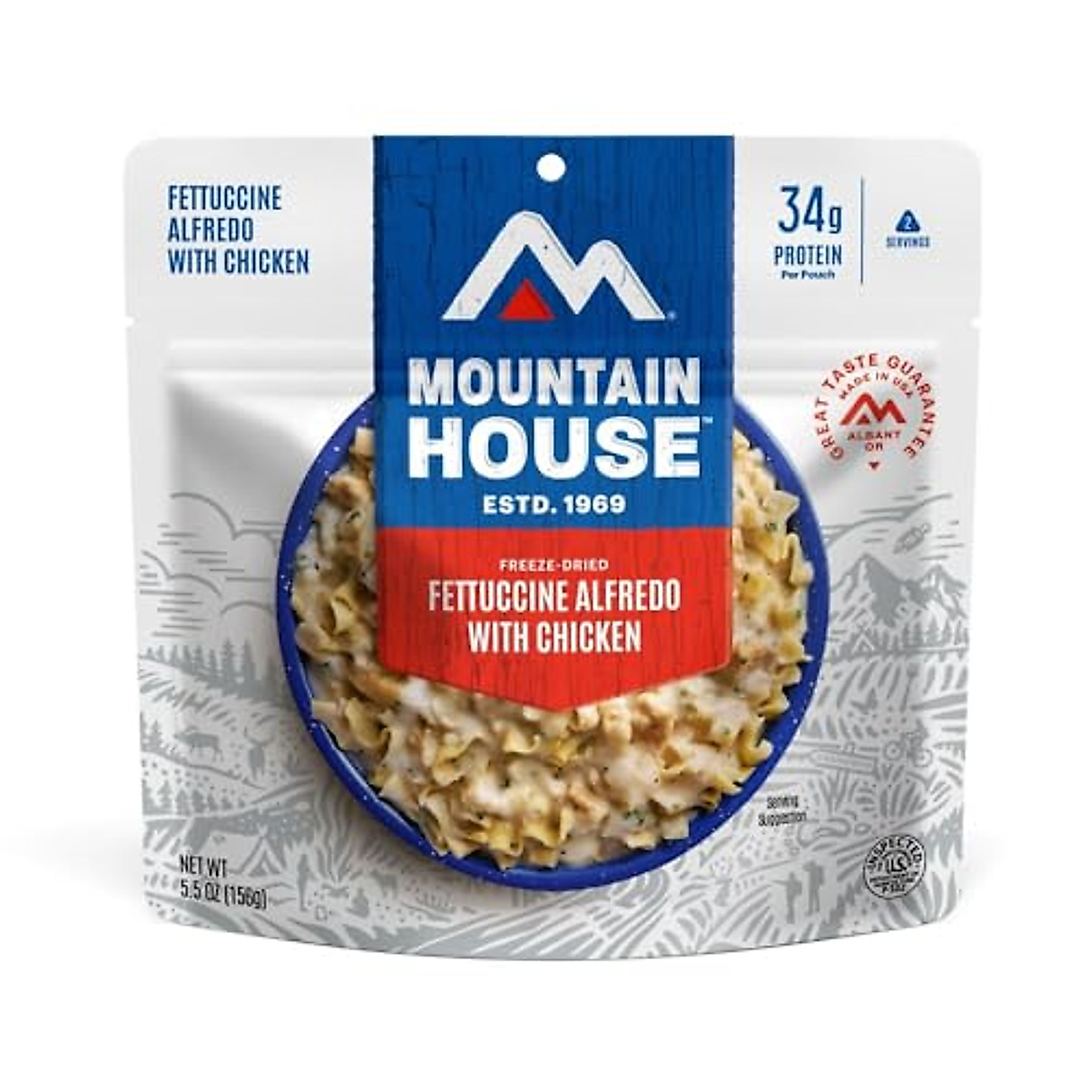 Mountain House Fettuccine Alfredo with Chicken | Freeze Dried Backpacking & Camping Food | 6-Pack