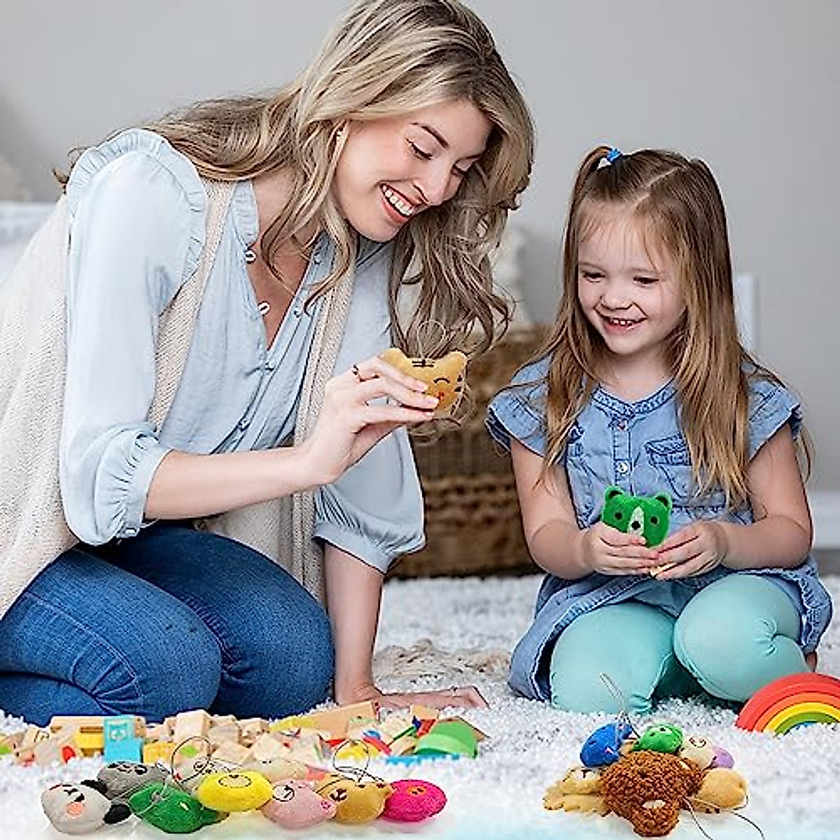 XIPEGPA 30 PCS Mini Animal Plush Toys Set Cute Small Animal Stuffed Toy Keychain for Party Favors Keychain Ornament for Goody Bag Easter Egg Stuffers Carnival Birthday Party Classroom Prizes