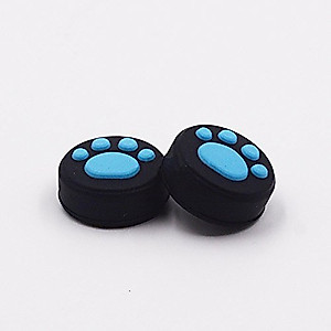 2X Silicone Analog Non-Slip Thumb Grips Stick Cap Case Cover Handle Joystick Button Caps for Nintendo Switch NS & Switch Lite Joy-con Controller Cute Cat Claw (Blue+Red)