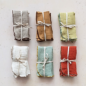 Creative Co-Op Square Woven Double Cloth Napkins, Set of 6 Colors