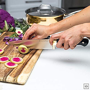 Black and Gold Knife Set with Block - 6 PC Luxe Gold Kitchen Knife Set with Block Self Sharpening - Modern Knife Set with Self Sharpening Knife Block Set - Black and Gold Kitchen Accessories