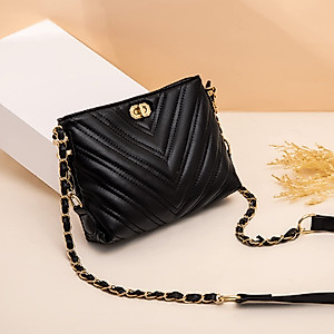 Small Crossbody Bags for Women Purses Fashion Leather Lightweight Handbags Shoulder Bag(Black2)