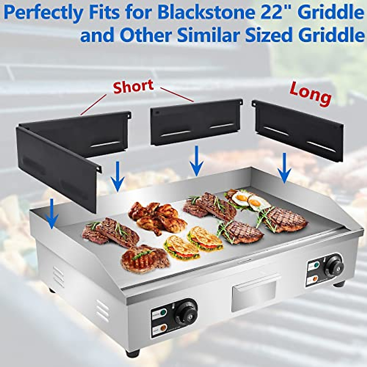 GasSaf 5022 Wind Guards for Blackstone 22" Griddle and Other Griddle, Set of 4 PCS Black Durable Windproof Wind Screen for Outdoor Cooking