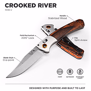 Benchmade - Crooked River 15080 EDC Knife with Wood Handle (15080-2)