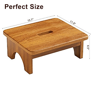 Kzeirm Wooden Step Stool, 6.5" Acacia Wood Step Stool, Step Stools for Adults Kids with 500 lbs Capacity, Bed Steps for High Beds, Small Step Stool for Bathroom Kitchen, Platform Stepping Foot Stool