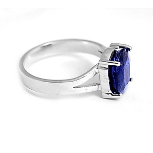 5.10 Carat Natural Blue Sapphire Gemstone 925 Sterling Silver Handmade Engagement Wedding Ring Gemstone bezel Set Handmade Rings Mother's Day Gift