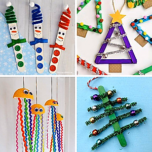Winlyn 475 Set Christmas Jingle Bell Wreath Christmas Tree Ornaments Craft Kit Jingle Bell Metallic Chenille Stems Glitter Pom-Poms Ribbon Assortment for Kids Holiday Xmas Bracelets Necklaces Artwork
