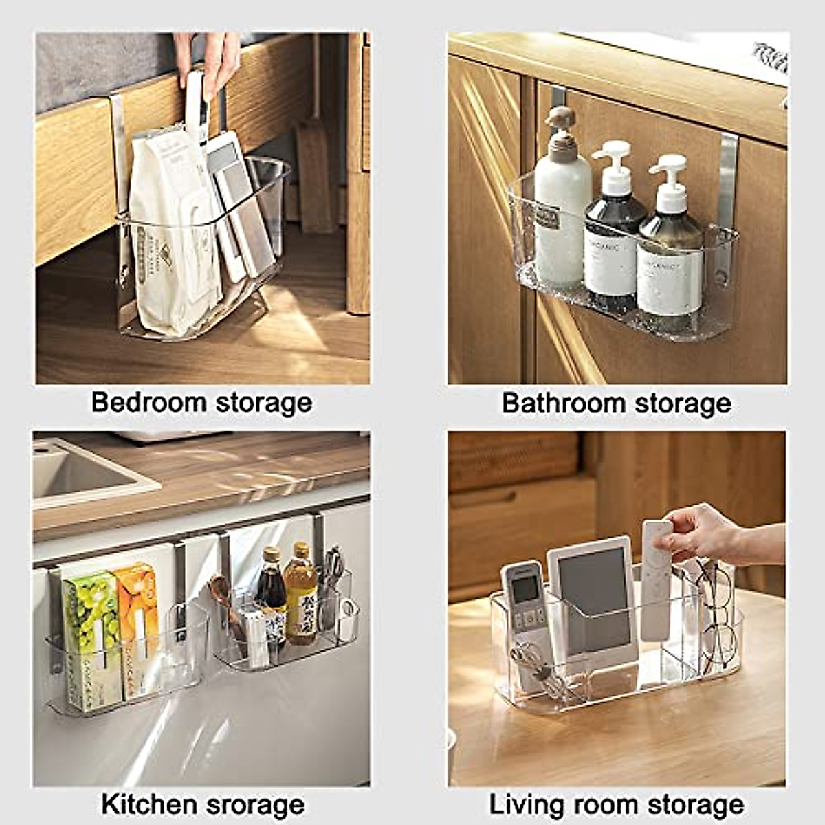 HIEEY 2 PACK Over the Cabinet Door Organizer Holder,Wall Mounted Storage Rack Hanging Shelf for Kitchen Cabinet, Cupboard, Pantry Door or Bathroom Shower Cosmetic