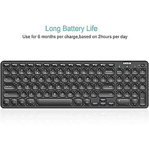 Arteck 2.4G Wireless Keyboard Ultra Slim Full Size Keyboard with Numeric Keypad and Media Hotkey for Computer/Desktop/PC/Laptop/Surface/Smart TV and Windows 10/8/ 7 Built-in Rechargeable Battery