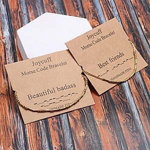 JoycuFF Beautiful Badass Morse Code Bracelet Unique Gifts For Women Aunt Sister Best Friend Daughter Bracelet From Mom Birthday Valentine's Day Christmas Gold Bracelet