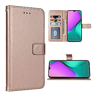 FDCWTSH Compatible with Infinix Smart 5 Wallet Case Wrist Strap Lanyard and Leather Flip Card Holder Stand Cell Accessories Mobile Folio Phone Cover for Infinix Smart 5 2020 Women Men Rose Gold