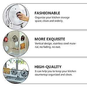 DOITOOL Shelving Brackets 4Pcs Free Punch Pot Lid Holder Storage Organizer Rack Stainless Steel Kitchen Wall Mounted Storage Rack for Pot Cover Chopping Board Wall Hung Clothes Drying Rack