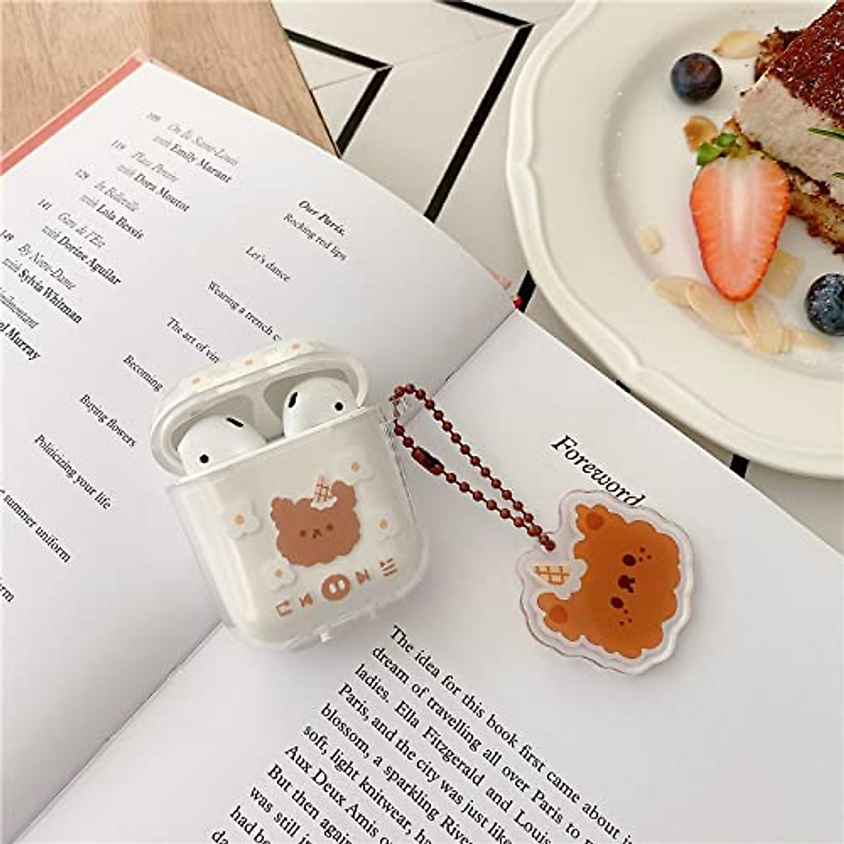 Compatible with AirPods Case Bear, Clear Smooth Soft TPU Cartoon 3D Animal Design Cover Case for Airpods 1/2, Girls Women Funny Kawaii Cute Case for AirPods 1&2 Generation - Bear