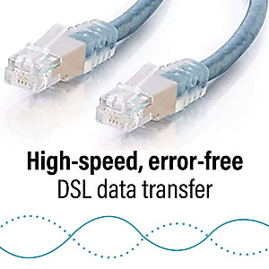 C2G RJ11 Modem Cable For DSL Internet - Connects Phone Jack To Broadband DSL Modems For High Speed Data Transfer - 7ft Long Ethernet Network Cable With Double-Shielding To Reduce Interference - 28721
