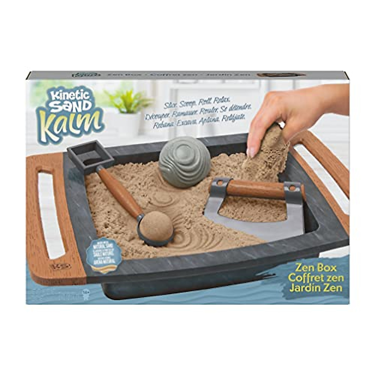 Kinetic Sand Kalm, Zen Garden Box Fidget Toy with All-Natural Kinetic Sand and 3 Tools for Relaxing Play, Sensory Toys, Sand Toys for Adults and Kids