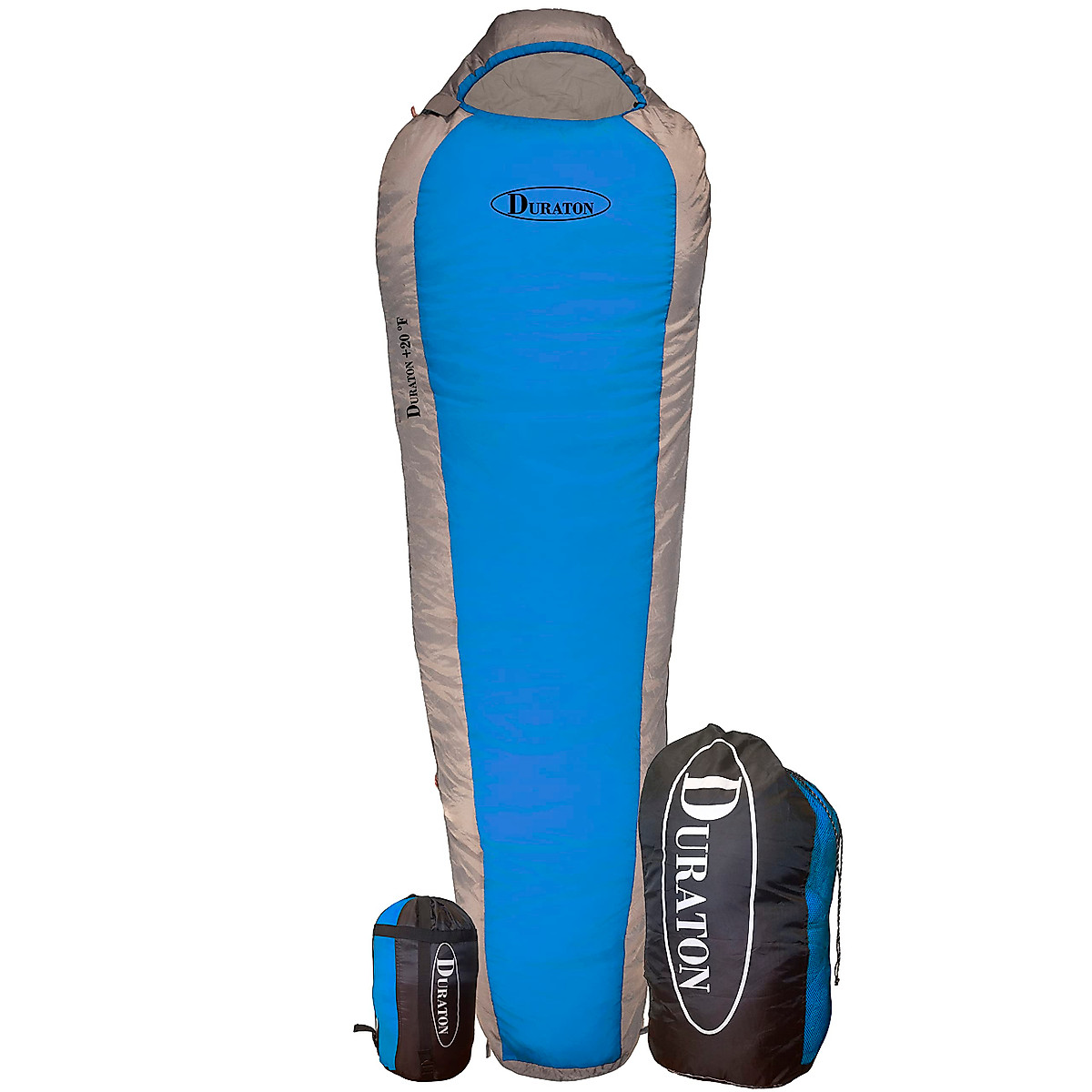 Duraton Mummy Sleeping Bag 20 Degree Weather, Lightweight with Compression Sack for Camping or Backpacking, Warm for Both Adults and Kids (Blue)