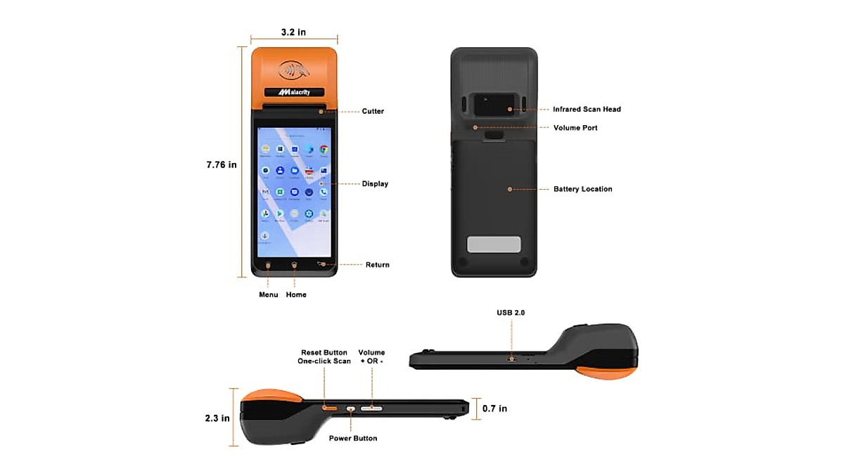 Mobile Android POS Printer with Scanner | Handheld Terminal