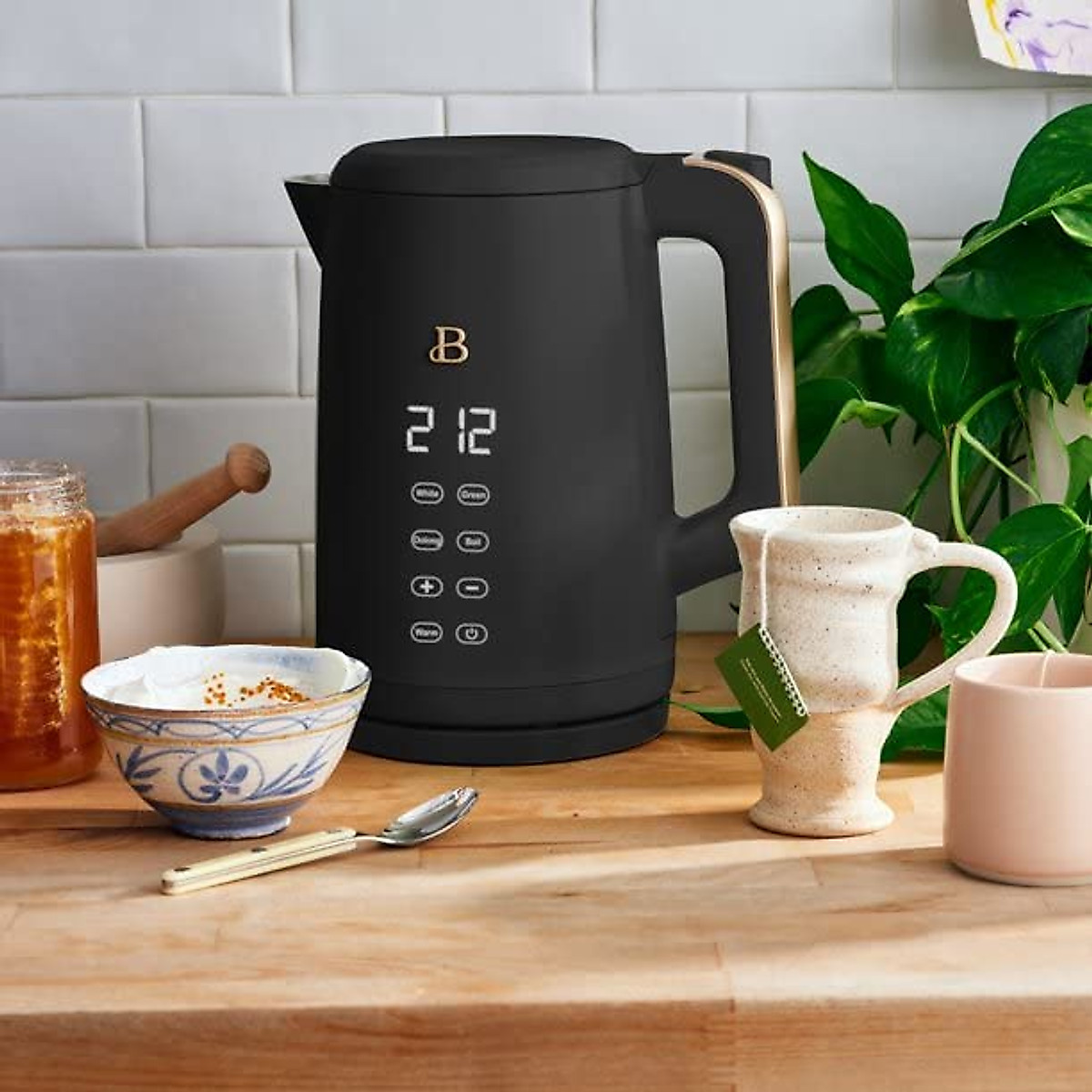 Cocas 1.7L One-Touch Electric Kettle, Black Sesame by Drew Barrymore