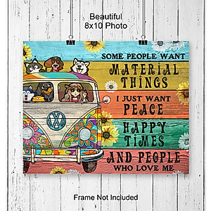 Inspirational Quotes Wall Decor - Sunflower Wall Art - Hippie Wall Decor - Positive Sayings - Positive Gifts for Women - Hippie Van VW Bus Decor - 60s Wall Decor- Rustic Country Wall Decor - UNFRAMED