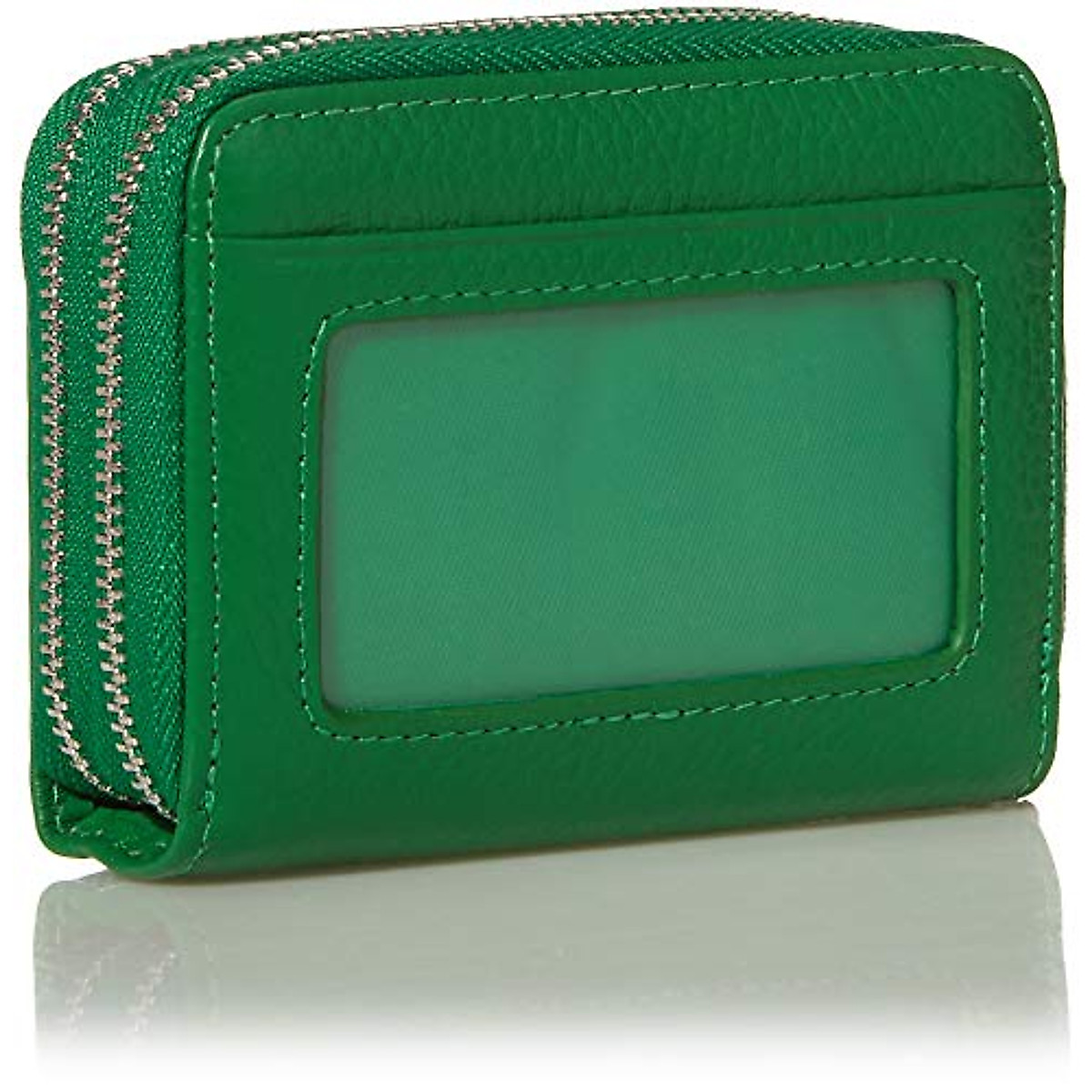 KALMOR Wallets for Women Leather Double Zipper RFID Blocking Purse with Coin Pocket, Green, 4. 25” x 3. 0” x 1.5”