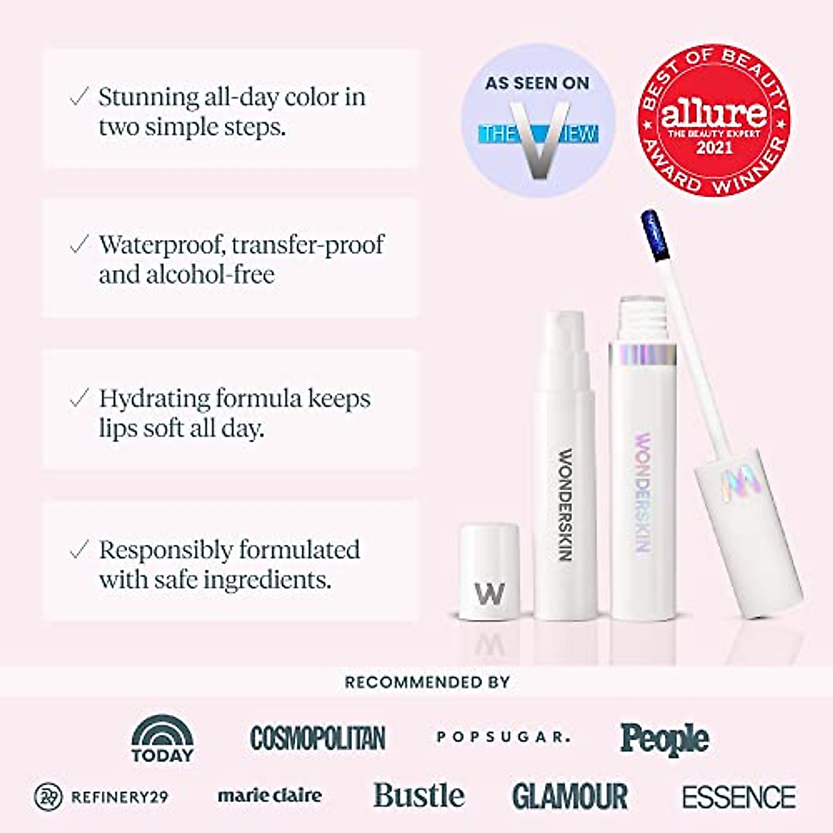 Wonderskin Wonder Blading Peel and Reveal Lip Stain, Long Lasting Lip Tint, Transfer Proof, Matte Lipstick Waterproof Lip stain (Lovely)