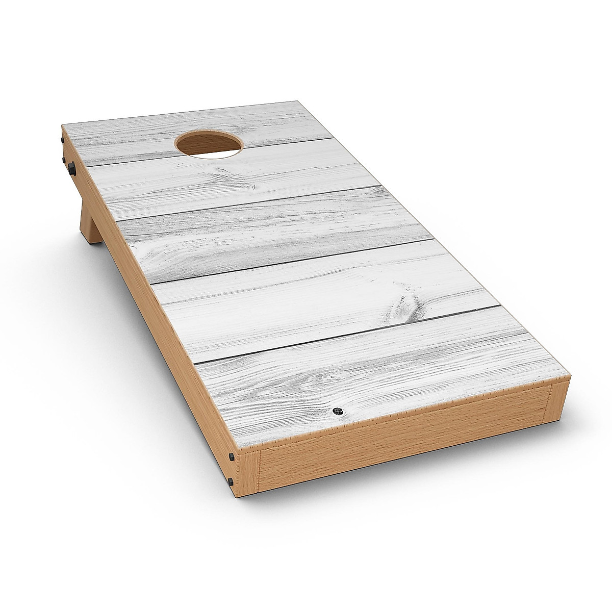 Design Skinz Wood Skin Set for Cornhole (Skin Only) - White & Gray Wood Planks