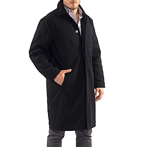Alpine Swiss Zach Men’s Wool Blend Overcoat – Knee-Length Trench Coat, Runs Large for Layering Over Suits or Sweaters Black Large