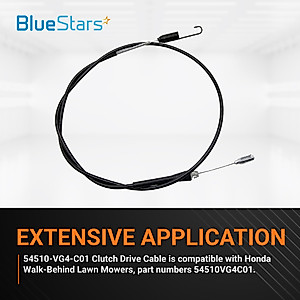 BlueStars 54510-VG4-C01 Clutch Drive Cable - Compatible with Honda Walk-Behind Lawn Mowers HRR216K2 HRR216K3 HRR216K4 HRT216K1 HRT215K2 HRZ216 - Replaces 290-982