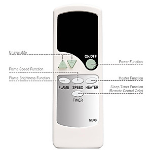 Replacement for Allen+Roth Electric Fireplace Heater Remote Control 1975FM-23-349 3317FM-33-202 1732FM-32-278 1942FM-26-311 RC-HE85EL01 2267FM-28-201 2267FM-28-201 2265FM-36-331 2242FM-26-318