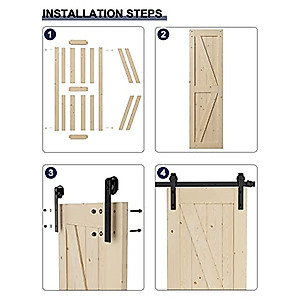 WINSOON 24in x 84 in Sliding Barn Door Interior Paneled Slab, DIY Unfinished Barn Doors Solid Spruce Wood, K Frame Planks, Pre-Drilled, Bottom Grooved, Easy to Install, Natural…