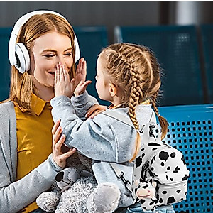 Amosfun Cow Pattern Backpack Cow Print Backpack Mini Canvas Daypack with Plush Cow Pendant for Bag Accessory