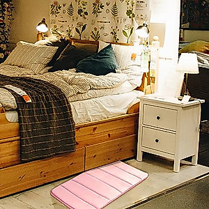 Xerhnan Memory Foam Bath Mat Set - Non Slip, Absorbent, Soft Bath Rug Set - Fast Drying Washable Bath Mat - Size 15.8” x 24” (2, Pink)