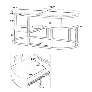 Wekity Modern Marble Golden Coffee Table, Metal Frame with Drawers & Shelves Storage for Living Room (Black)