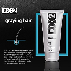 DX2 - Prevent Grey Hair Shampoo for Men - Gradual Dark Color Restoration, Daily Care to Protect Follicle Pigmentation - 150ml