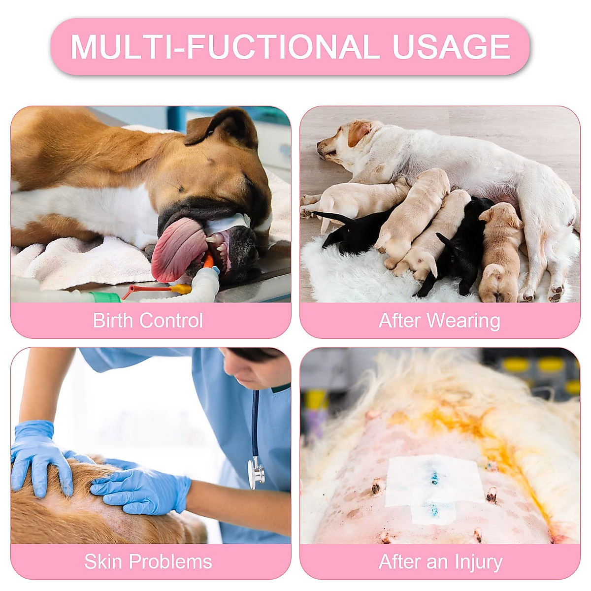 Due Felice Dog Recovery Suit Female Male Dog Onesie for Surgery, Fit for Small Dog Breed Dog Body Suits After Surgery Dog Surgical Suit Pink Swan/S