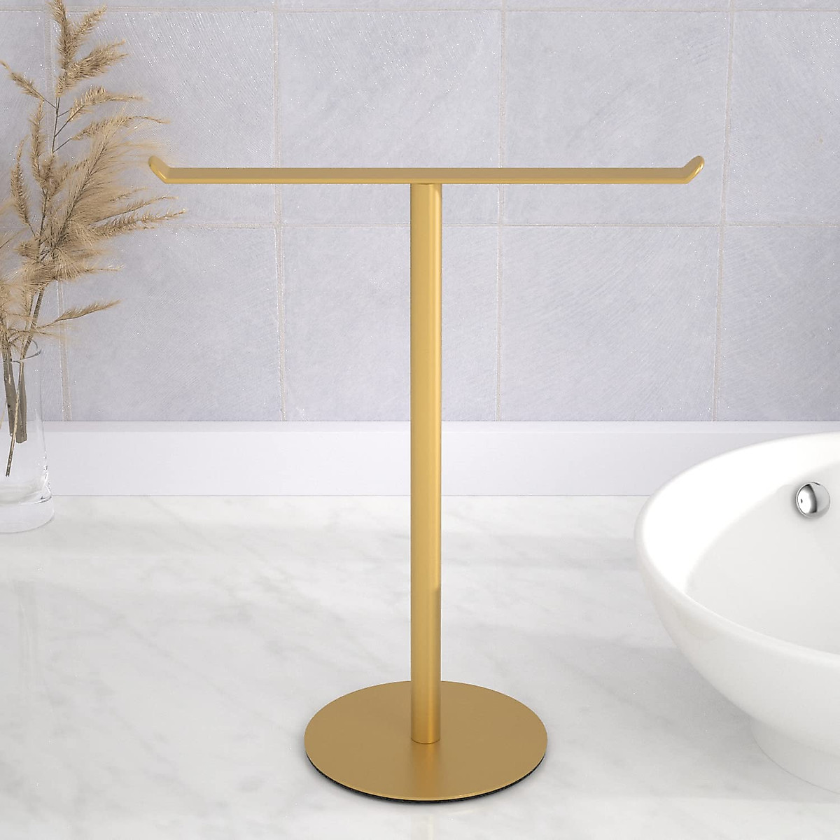 Gold Hand Towel Stand, T-Shape Hand Towel Holder for Bathroom, Display Fingertip Towel Holder Organizer and Bathroom Towel Racks,Kitchen Towel Rack