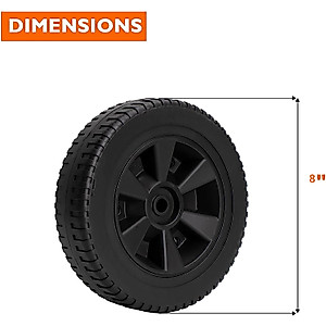 BBQ Future G210-0018-W1 8" Grill Wheels Replacement Parts for Charbroil Gas Grills wheels 463320107 463320707, Thermos 461320508, Grill Master, Kenmore and Other Brands Grills, Black Plastic Wheel