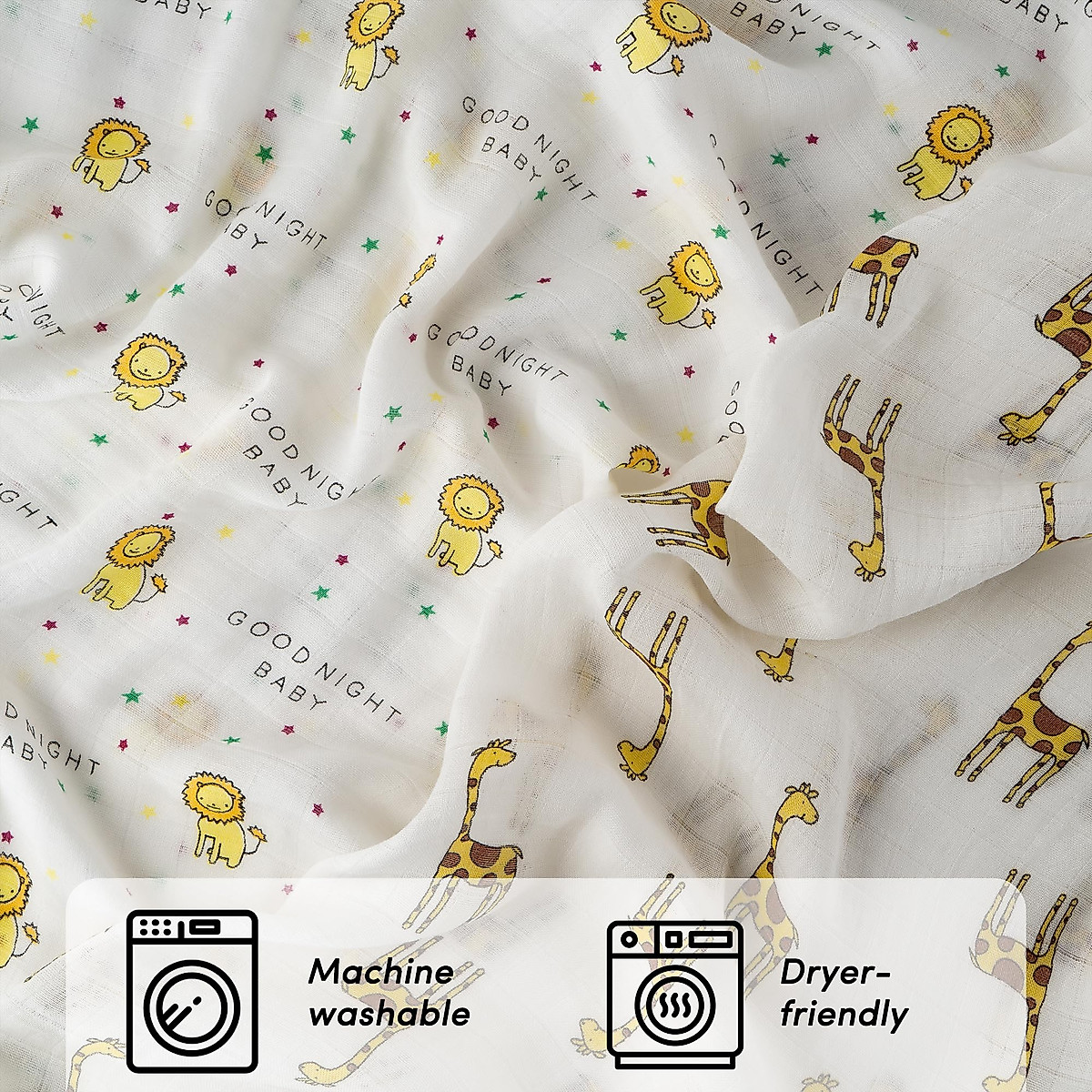 Bunnikins & Clover Muslin Swaddle Blankets for Boys and Girls, Baby Receiving Blankets Unisex, Newborn Essentials for Registry & Gift, 47x47 inches, Set of 4 (Beige)